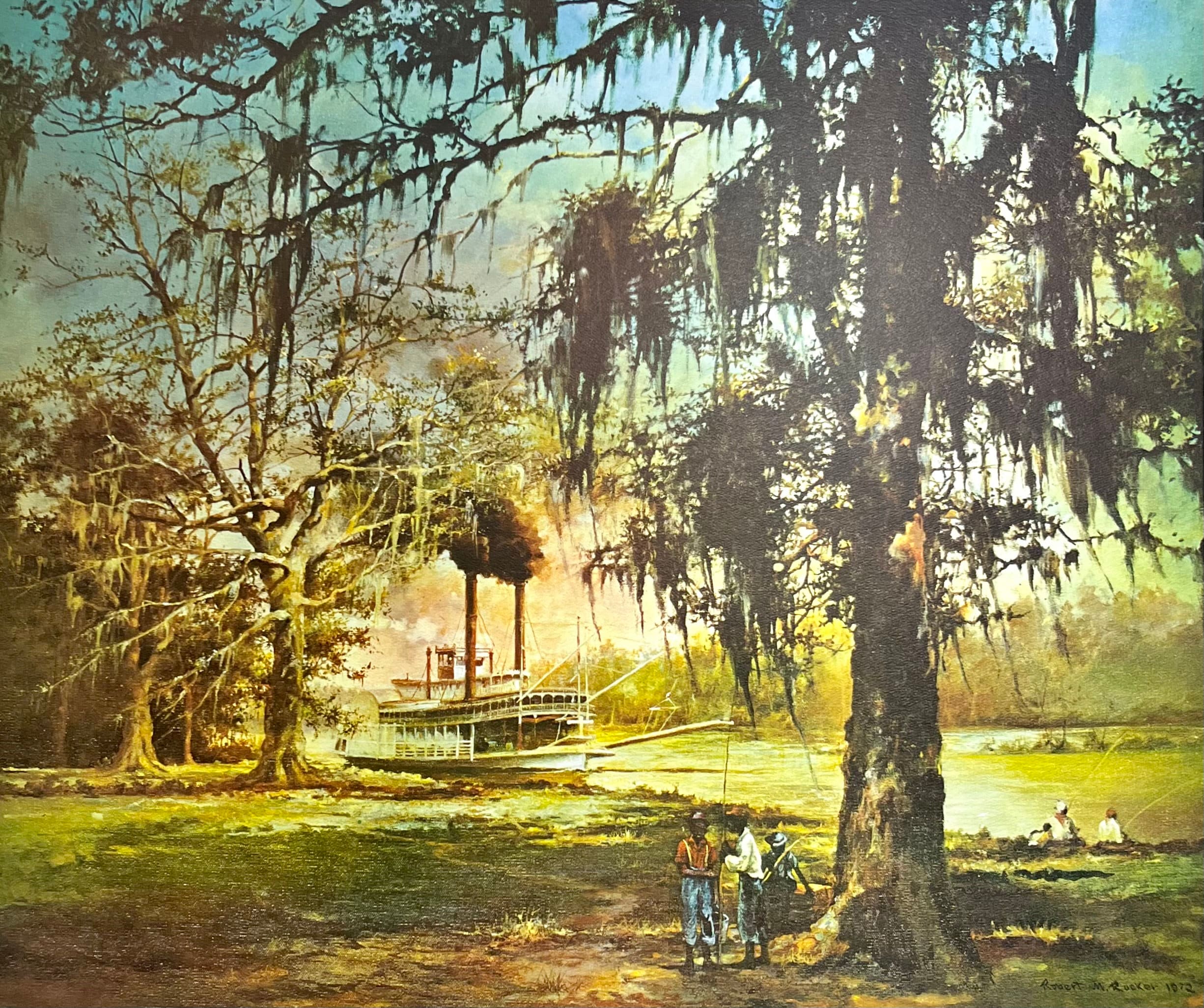 ROBERT M RUCKER Offset Lithograph Bayou River Boat, Signed - Etsy