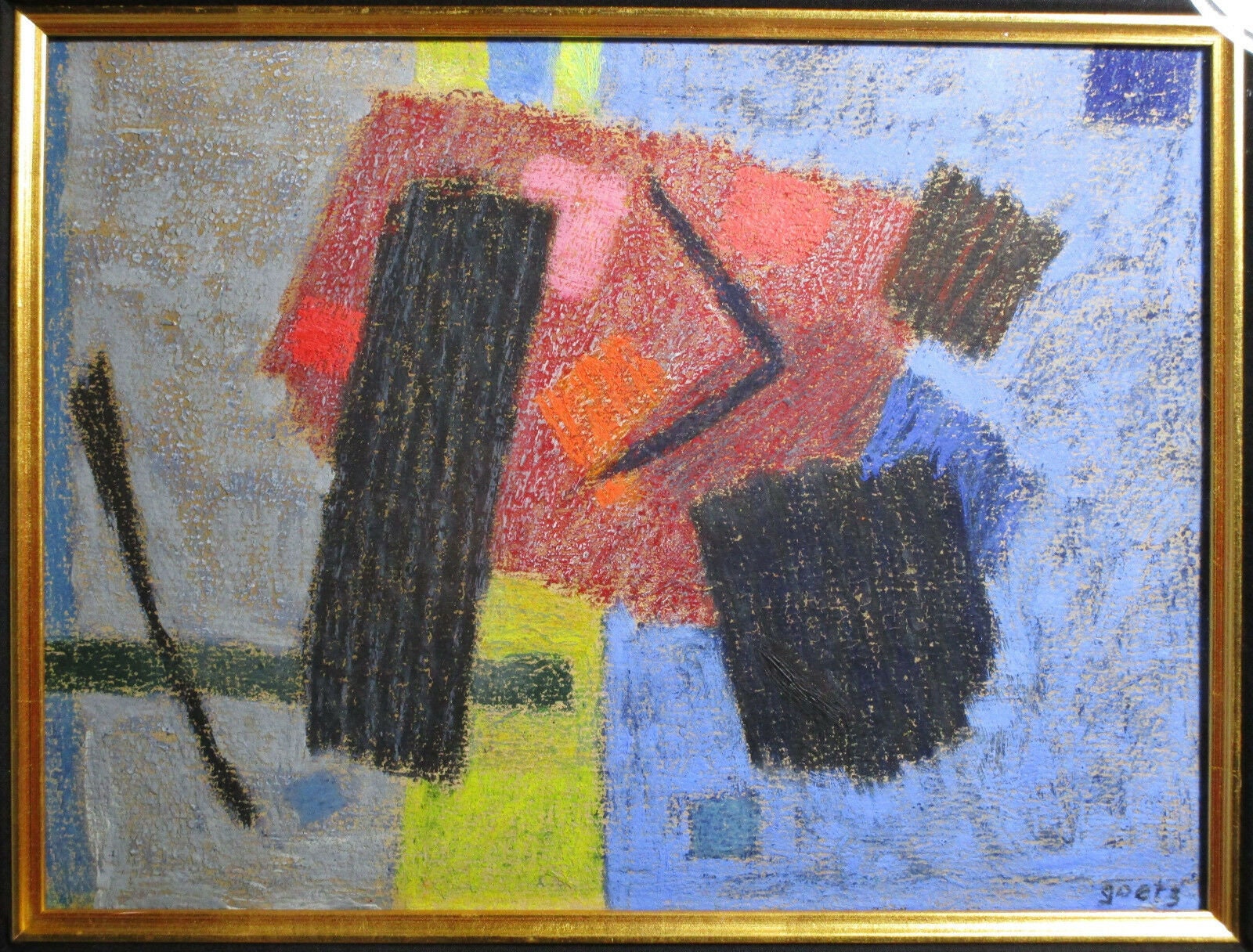 Henri GOETZ - Original Pastel & Charcoal Painting, Cubist Abstract ...