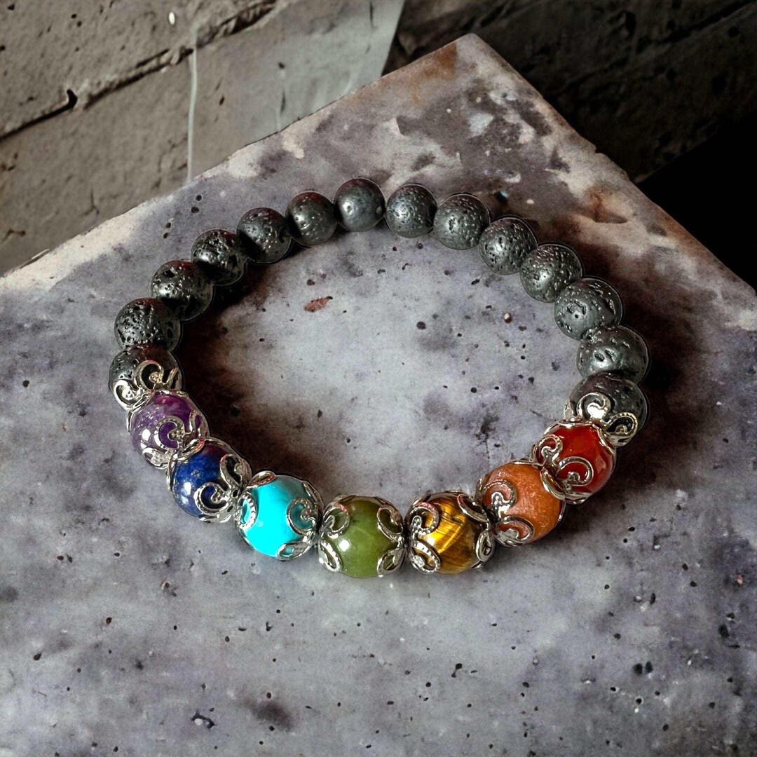 7 Stone Chakra Diffuser Bracelet (8mm Stone/crystal Beads) - Helps With ...