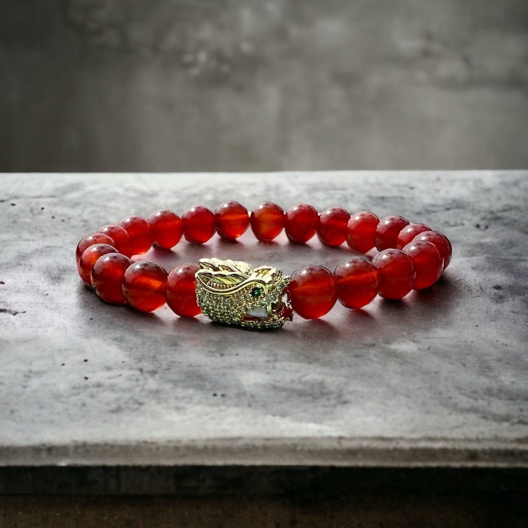 Carnelian Dragon Bracelet (8mm Stone/crystal Beads) - Protection ...