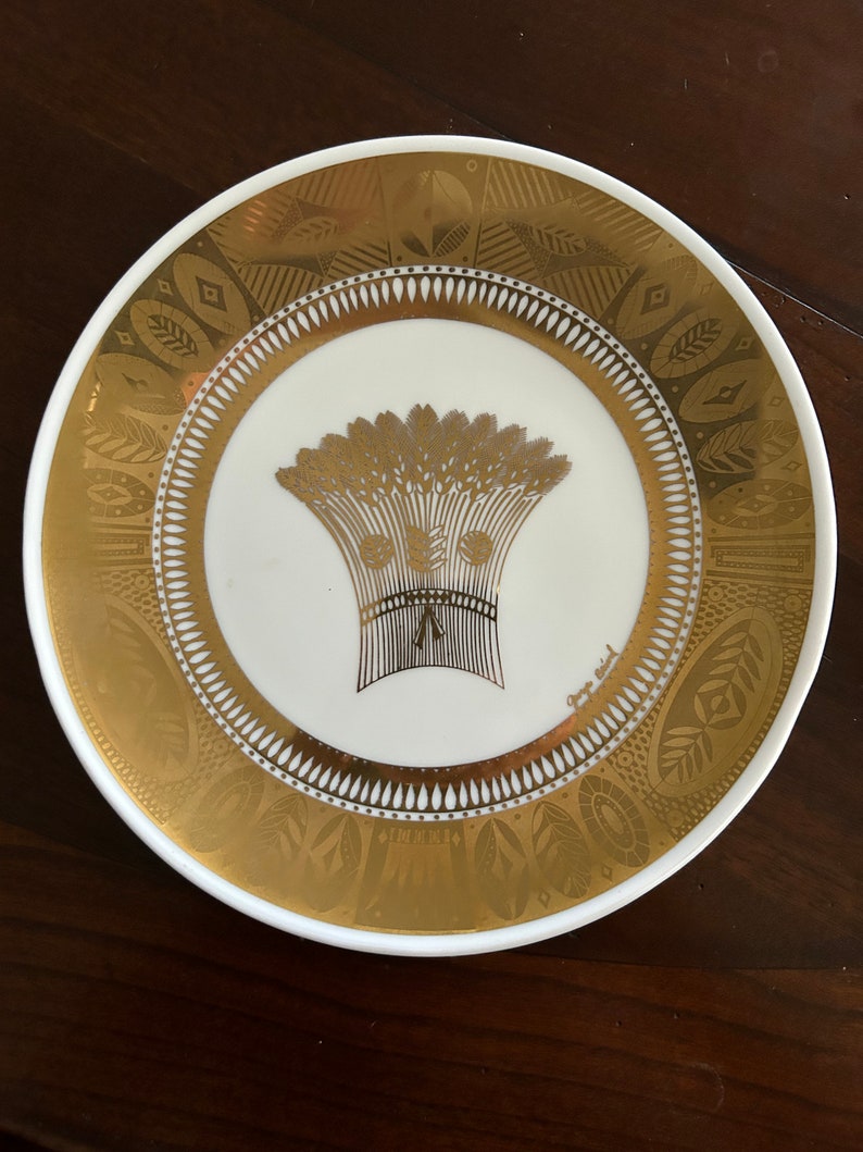 George Briard Pair of 8” Gold & White Plates - Etsy