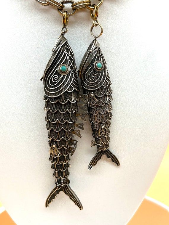 Sterling Silver Reticulated Vintage Fish Pendants - Gem