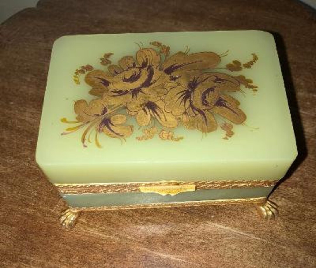 Antique Lt. Green Opaline Box - Etsy