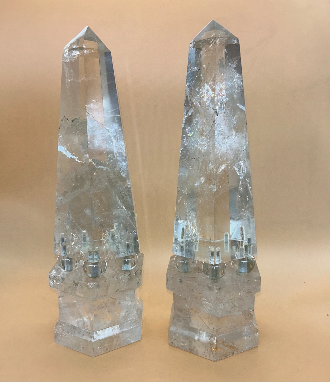 Pr.of Hexagonal Rock Crystal Obelisk - Etsy