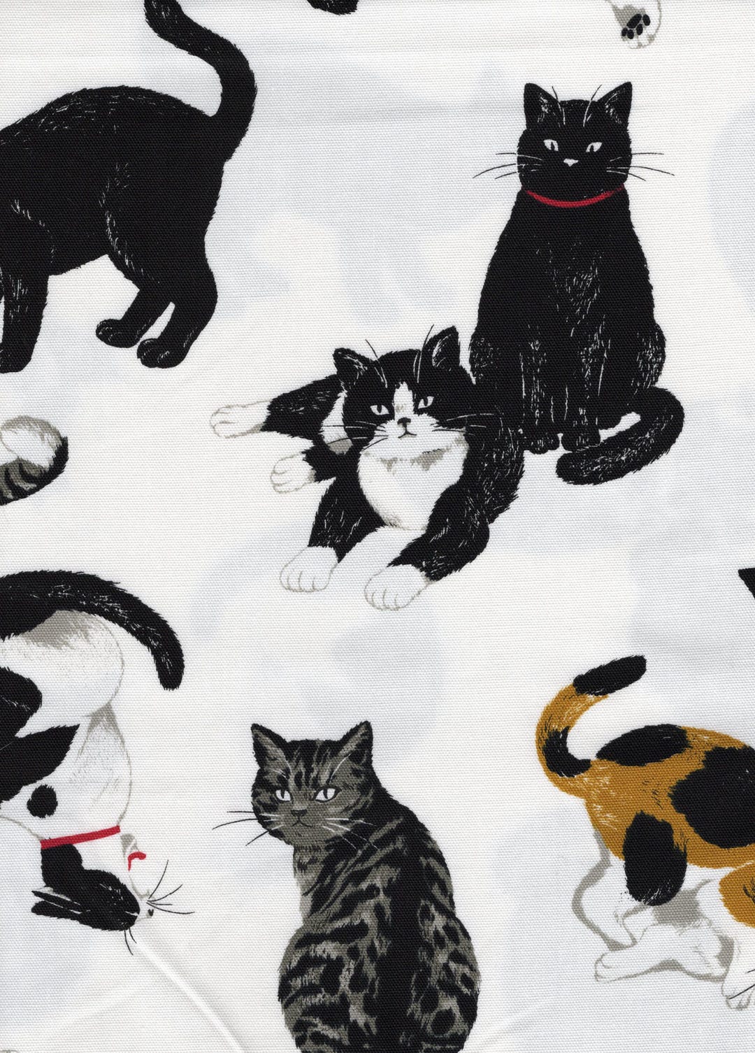 Japanese Fabric - Cosmo Textiles - Cats on White - 100% Cotton Oxford - Etsy