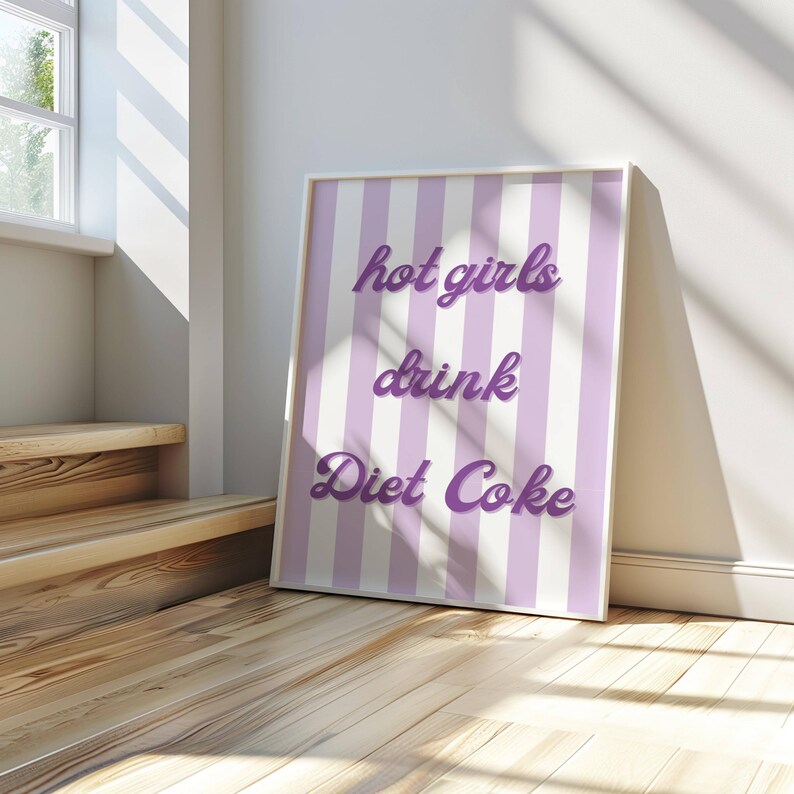 Hot Girls Drink Diet Coke Purple Trendy Wall Art Coquette Y2K Poster ...
