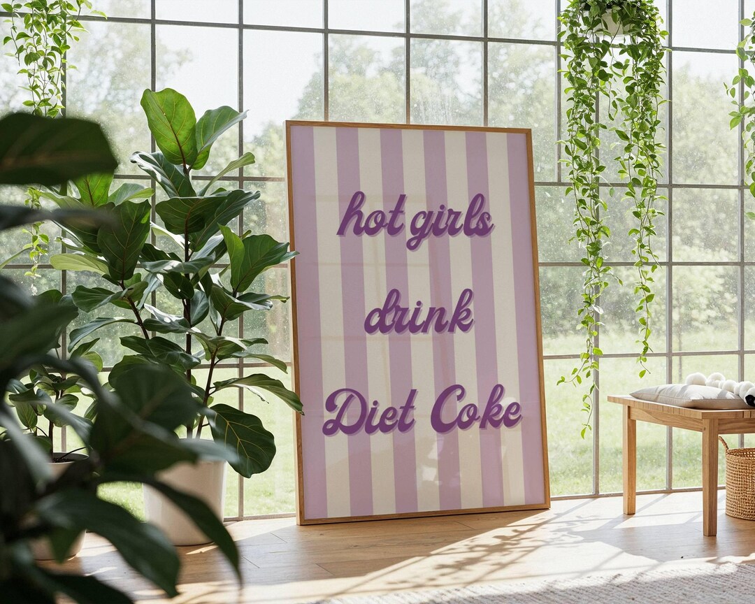 Hot Girls Drink Diet Coke Purple Trendy Wall Art Coquette Y2K Poster ...
