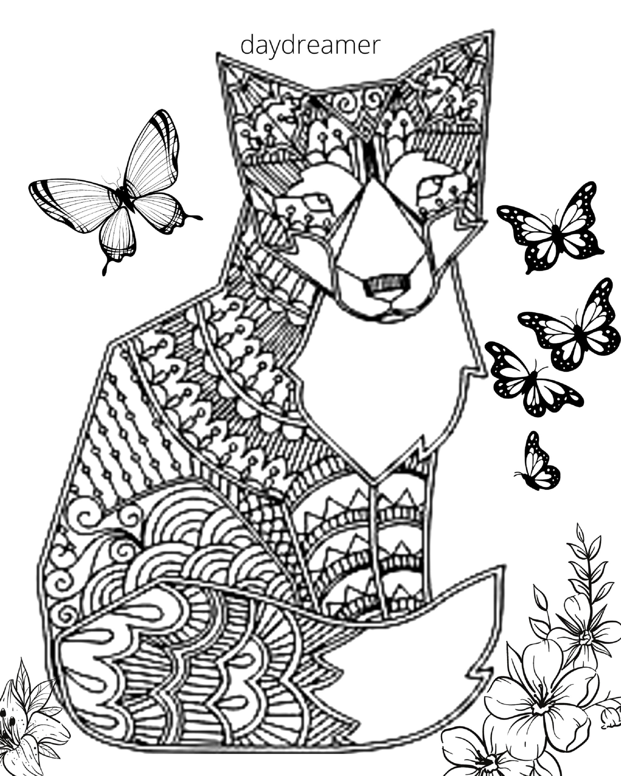 Coloring Page ,sweet Little Fox - Etsy