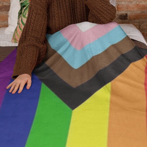 Progress Pride Flag Throw Blanket LGBTQ Pride Flag Rainbow | Etsy