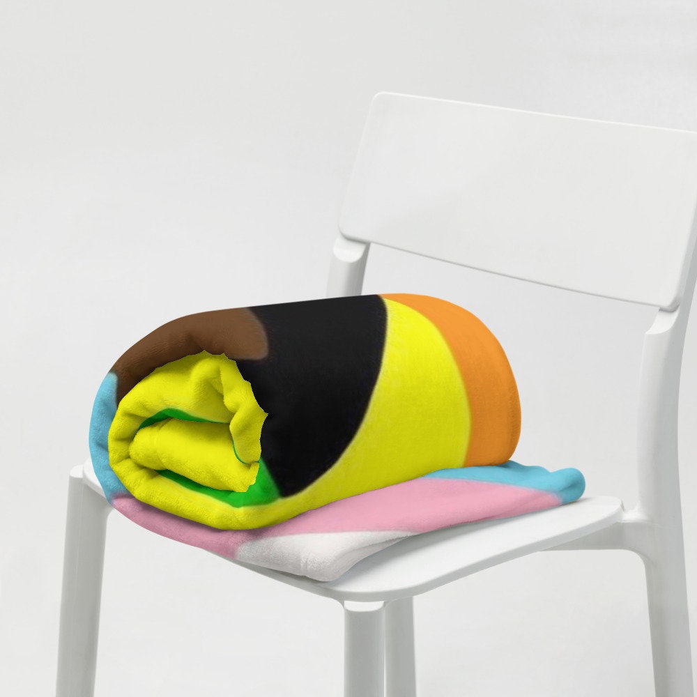 Progress Pride Flag Throw Blanket, LGBTQ Rainbow Flag - Etsy