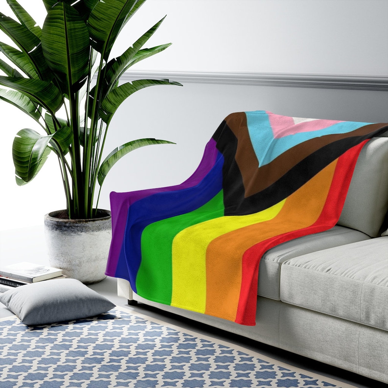 Progress Pride Flag Throw Blanket LGBTQ Pride Flag Rainbow - Etsy