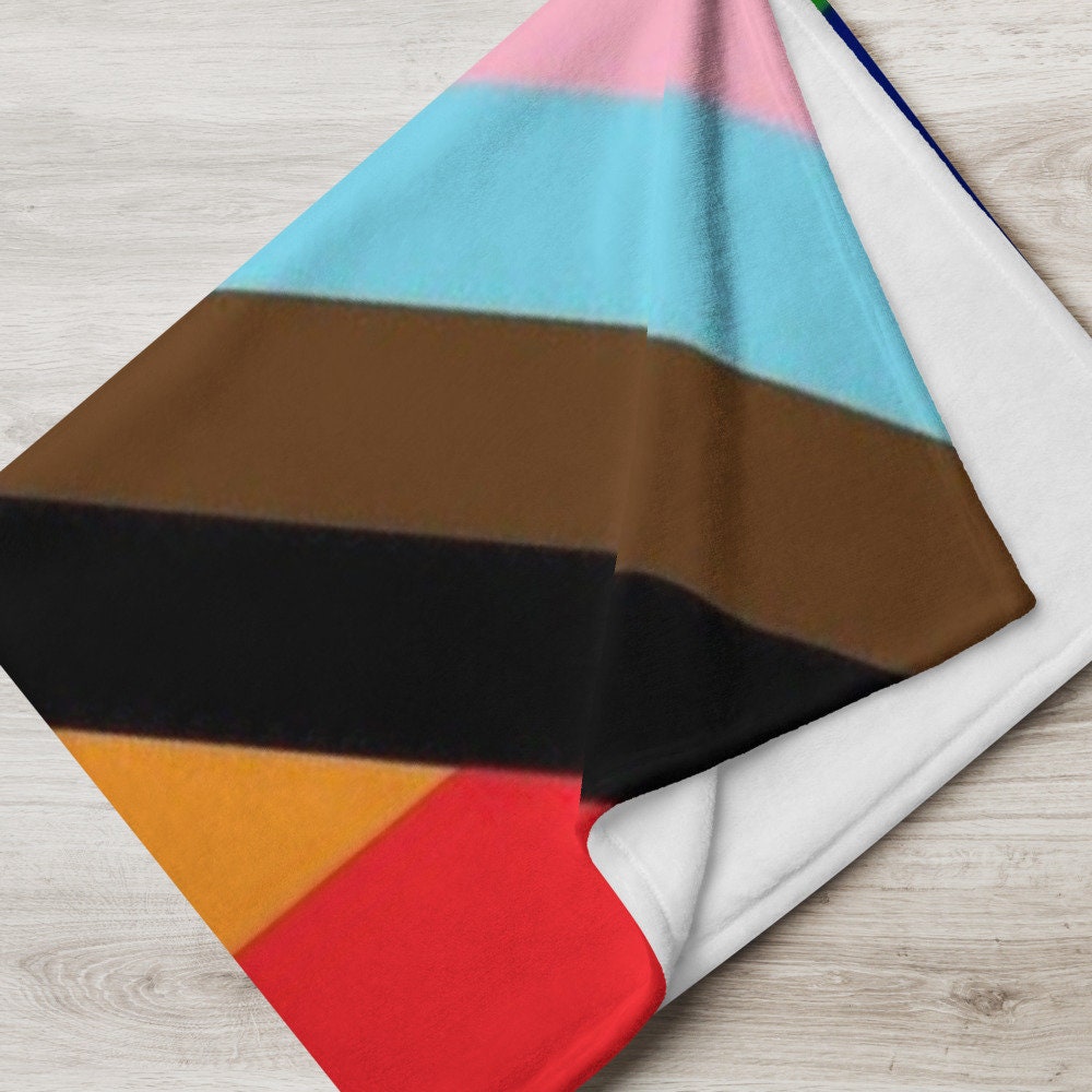 Progress Pride Flag Throw Blanket, LGBTQ Rainbow Flag - Etsy
