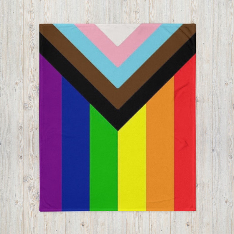 Progress Pride Flag Throw Blanket, LGBTQ Rainbow Flag - Etsy