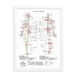 Human Body Meridians and Acupuncture Print, Pressure Points Chart for ...