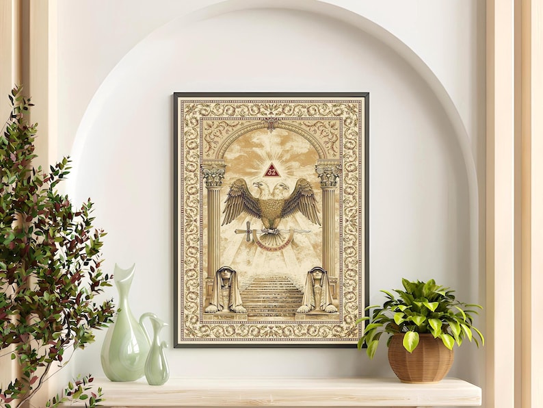 Scottish Rite 32 Degree Masonic Print: Double Head Eagle Freemasonry ...