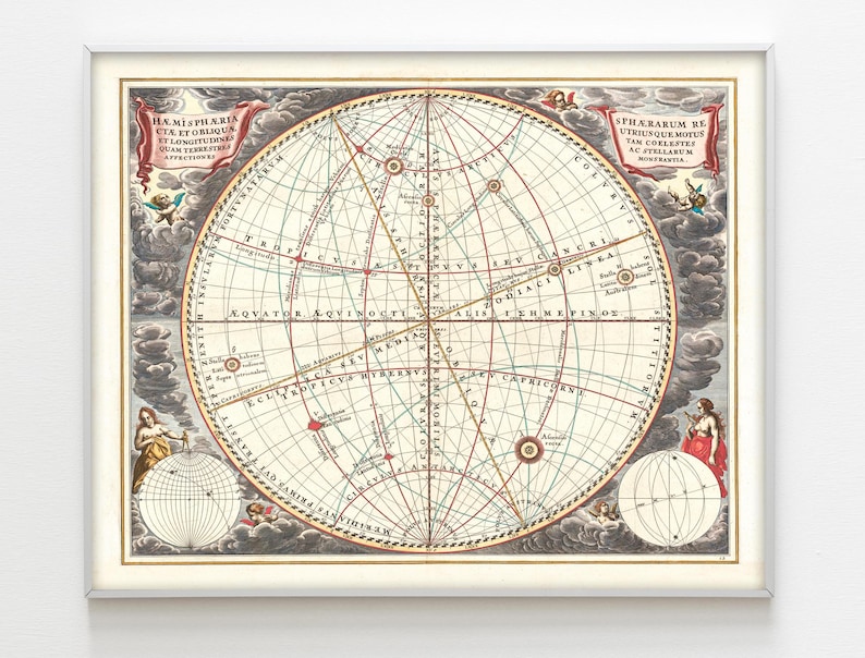 Antique Celestial Chart Print: 1660 Cosmos Map, Vintage Astronomy - Etsy