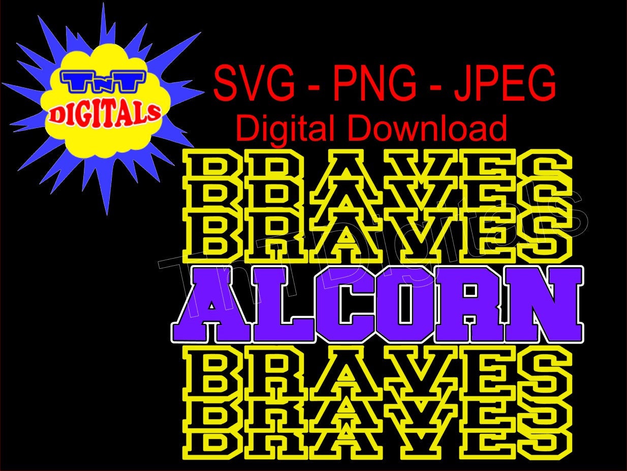 Alcorn Braves Stack Letters SVG , Jpeg Only Digital Download File - Etsy