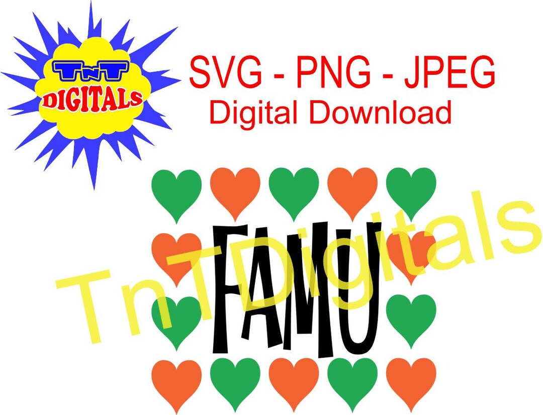 FAMU, Hearts Square, Orange and Green, Digital Download, Svg, Png, Jpeg ...