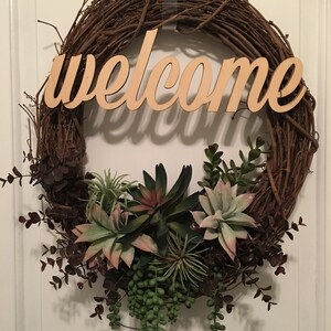 Grapevine Succulent Welcome Wreath. Quality Faux Succulents ...