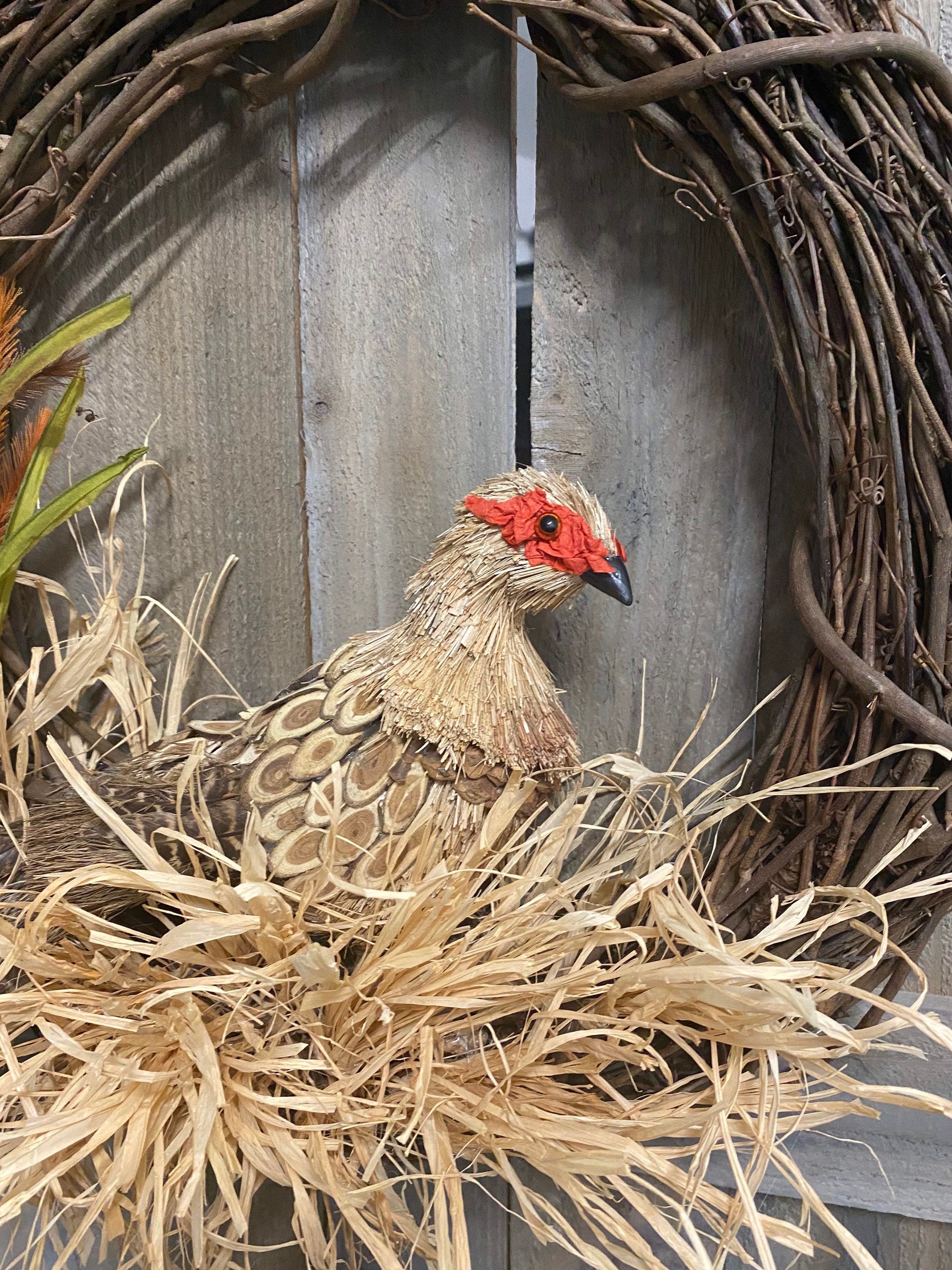 18 Fall Pheasant Grapevine Wreath. Natural Fiber and Feather - Etsy