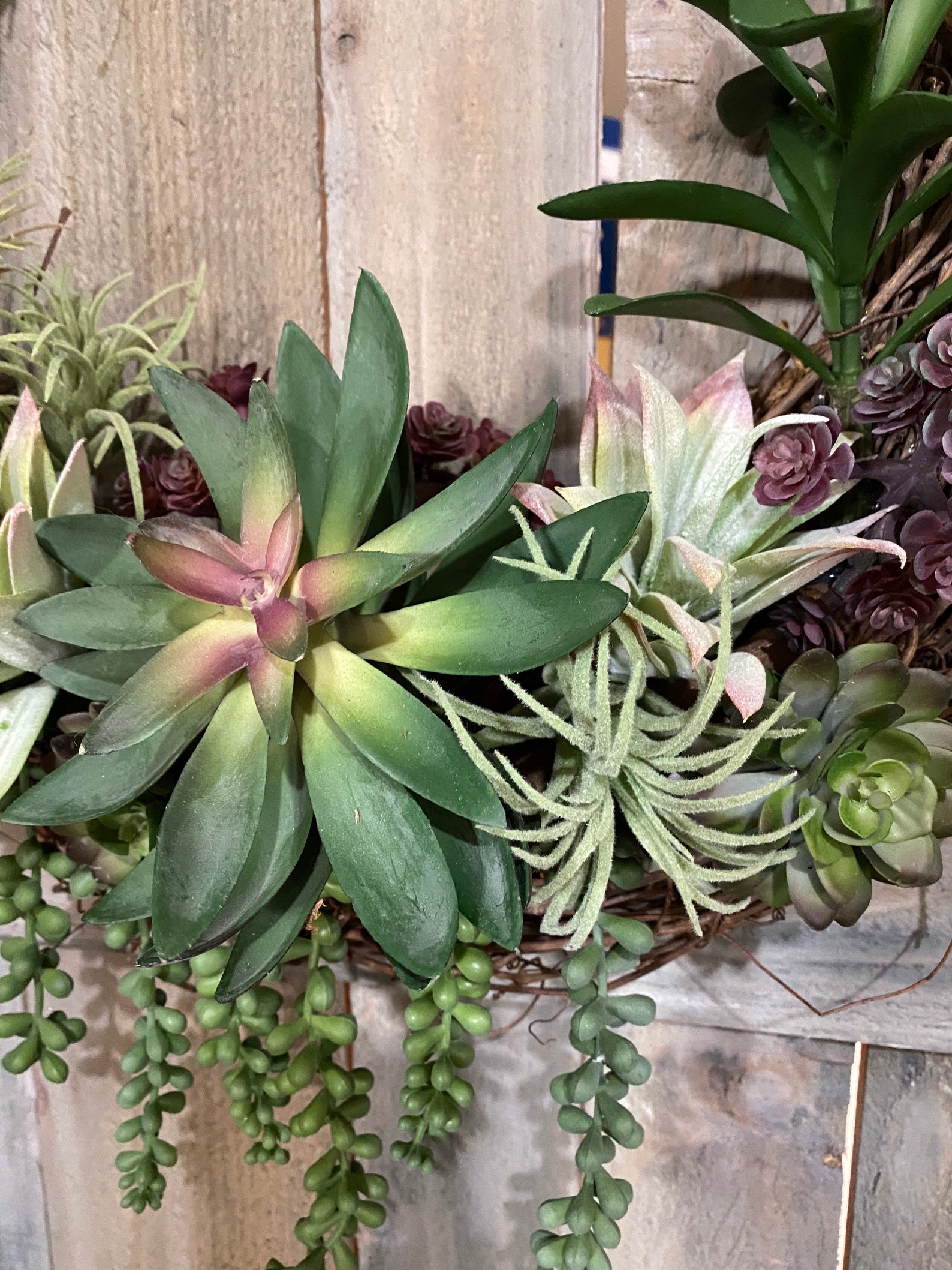 Grapevine Succulent Welcome Wreath. Quality Faux Succulents ...