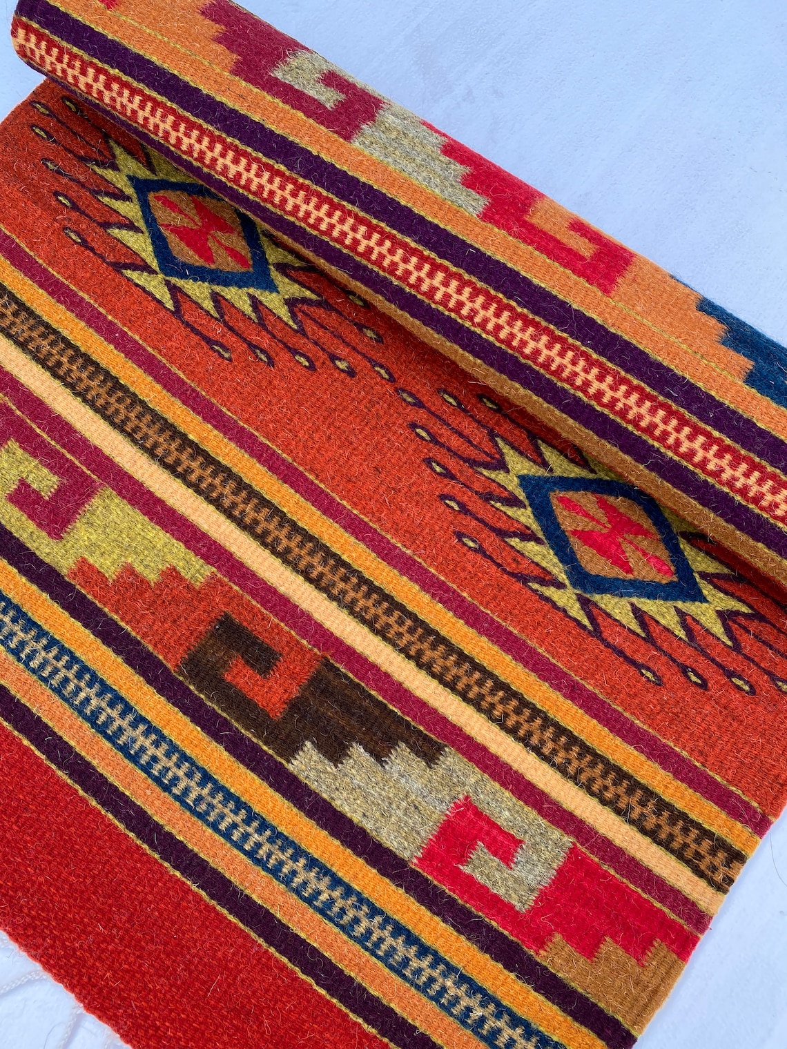 Zapotec Rug Traditional Zapotec Design Diamonds - Etsy
