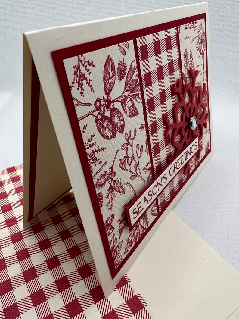 Red Snowflake Christmas Card/handmade Card/season's Greetings Card - Etsy