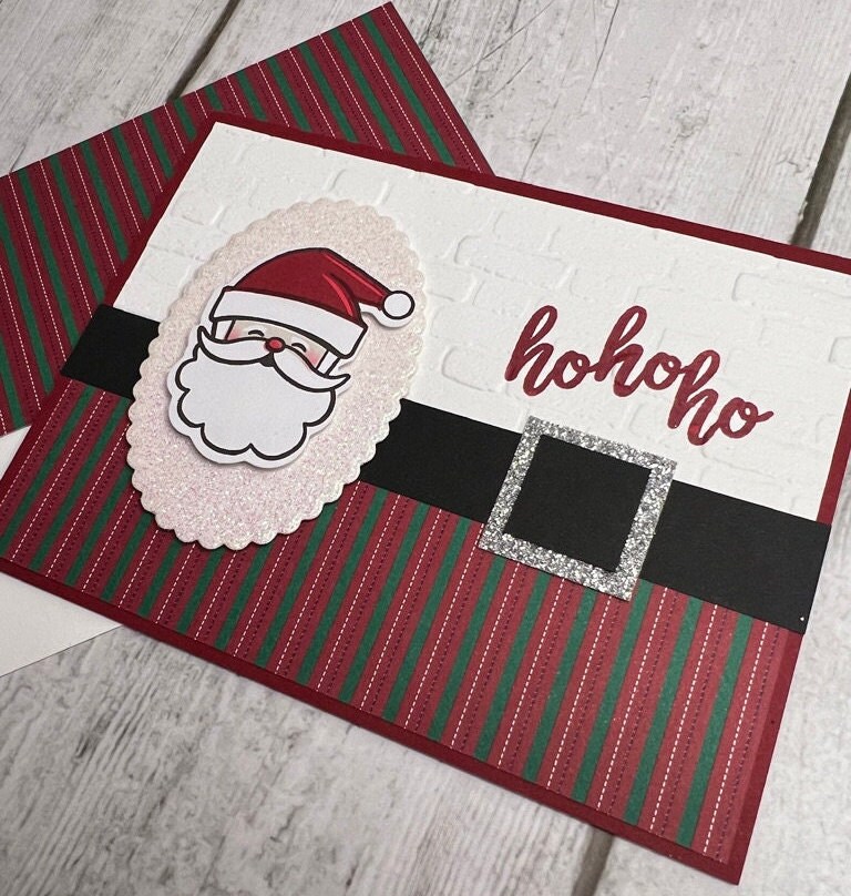 Ho Ho Ho Santa Buckle Card/paper Pumpkin Card/handmade Christmas Card ...