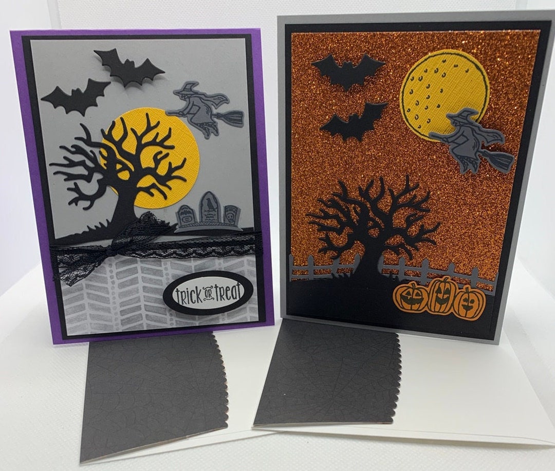 Halloween Spooky Set of 2/handmade Halloween Cards/set of 2 - Etsy