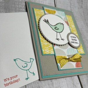 A Little Birdie Told Me Birthday Card/it's Your Birthday/handmade Bird ...