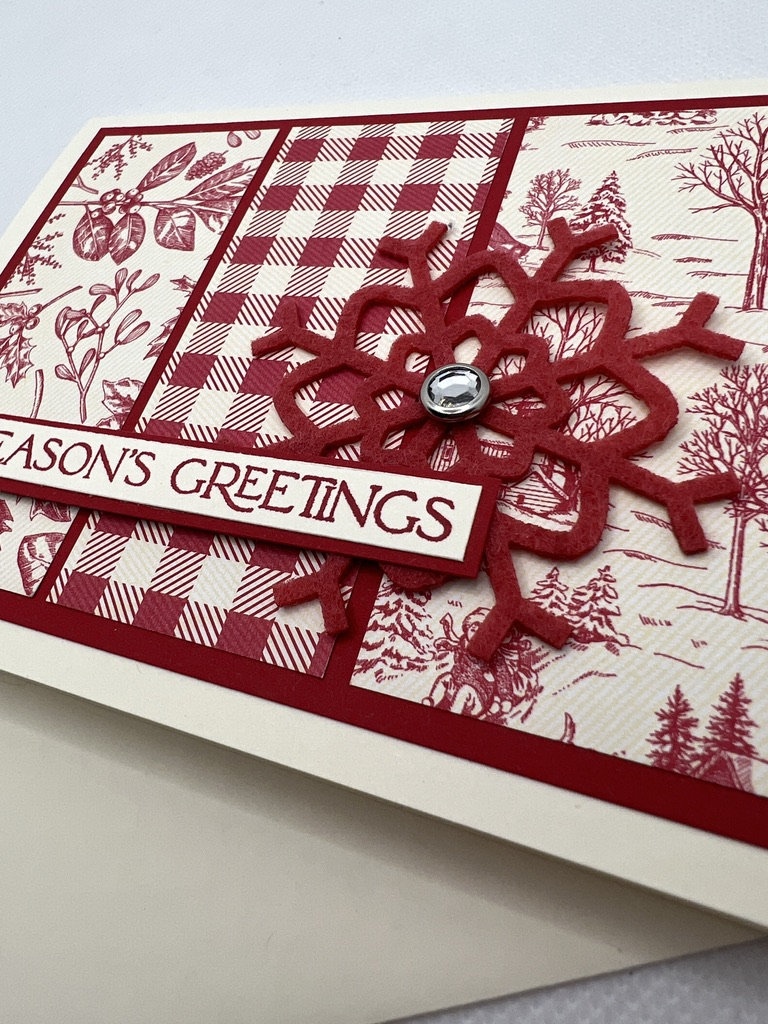 Red Snowflake Christmas Card/handmade Card/season's Greetings Card - Etsy