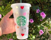 HEART STARBUCKS CUP Valentines Day Cup Personalized Iced | Etsy
