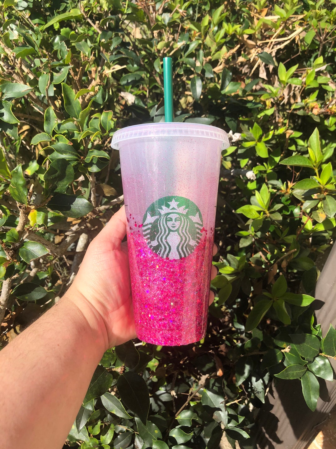 GLITTER STARBUCKS CUP Magenta Reusable Cup Venti Cup Gift - Etsy
