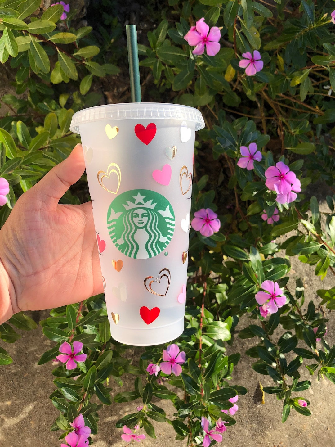 HEART STARBUCKS CUP, Valentines Day Cup, Personalized, Iced Coffee Cup ...