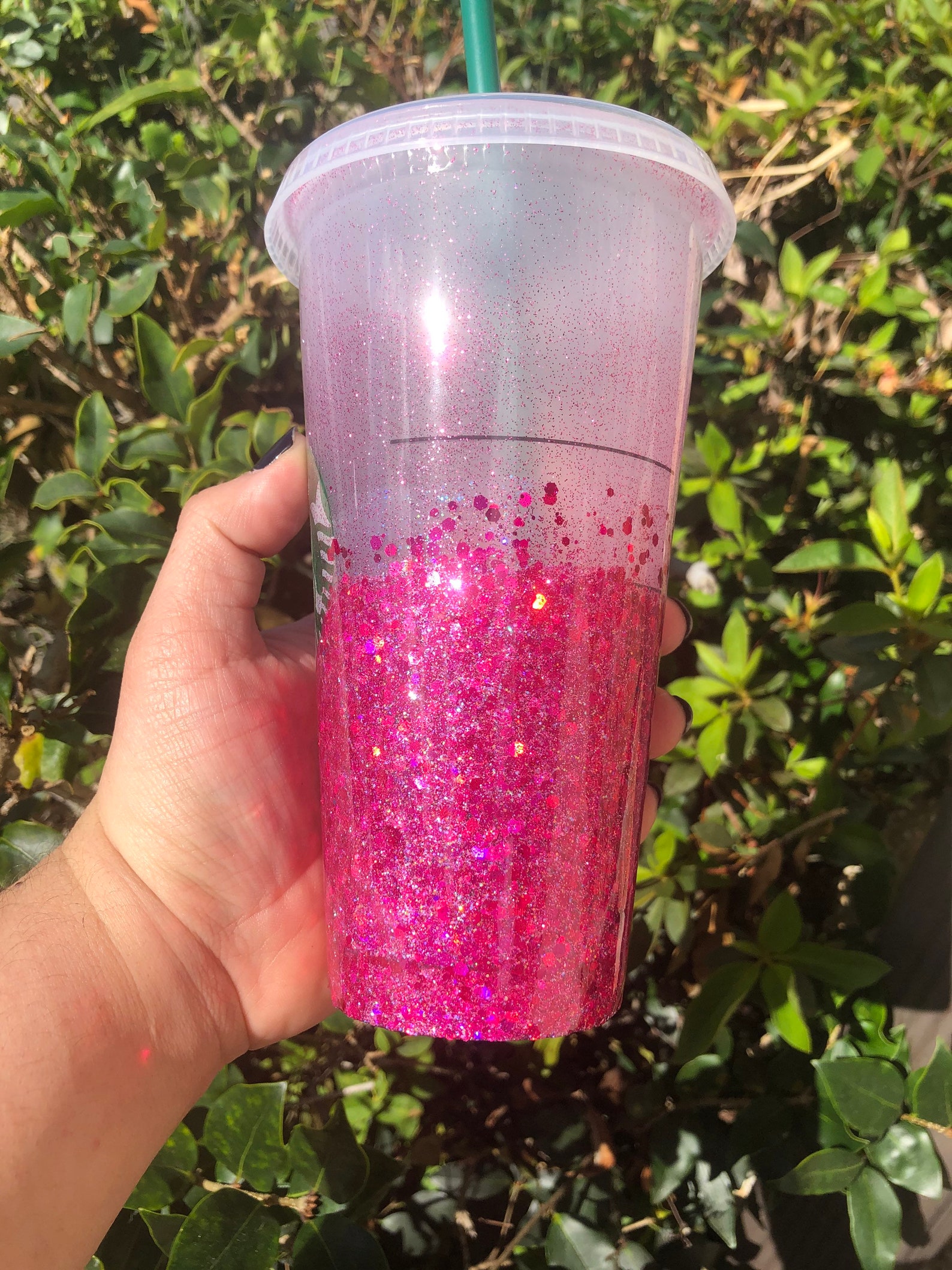 GLITTER STARBUCKS CUP Magenta Reusable Cup Venti Cup Gift - Etsy
