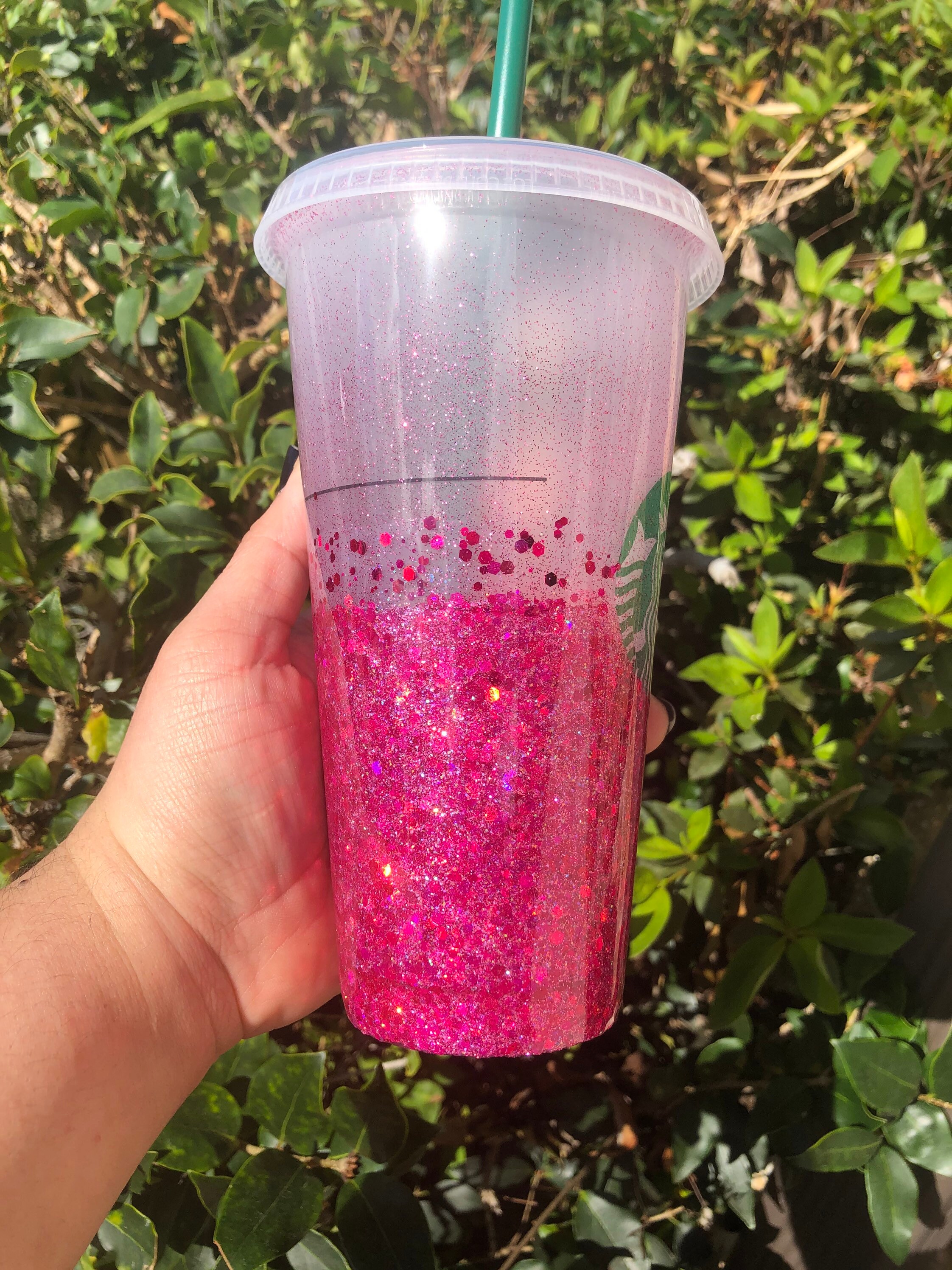 GLITTER STARBUCKS CUP Magenta Reusable cup Venti Cup Gift | Etsy