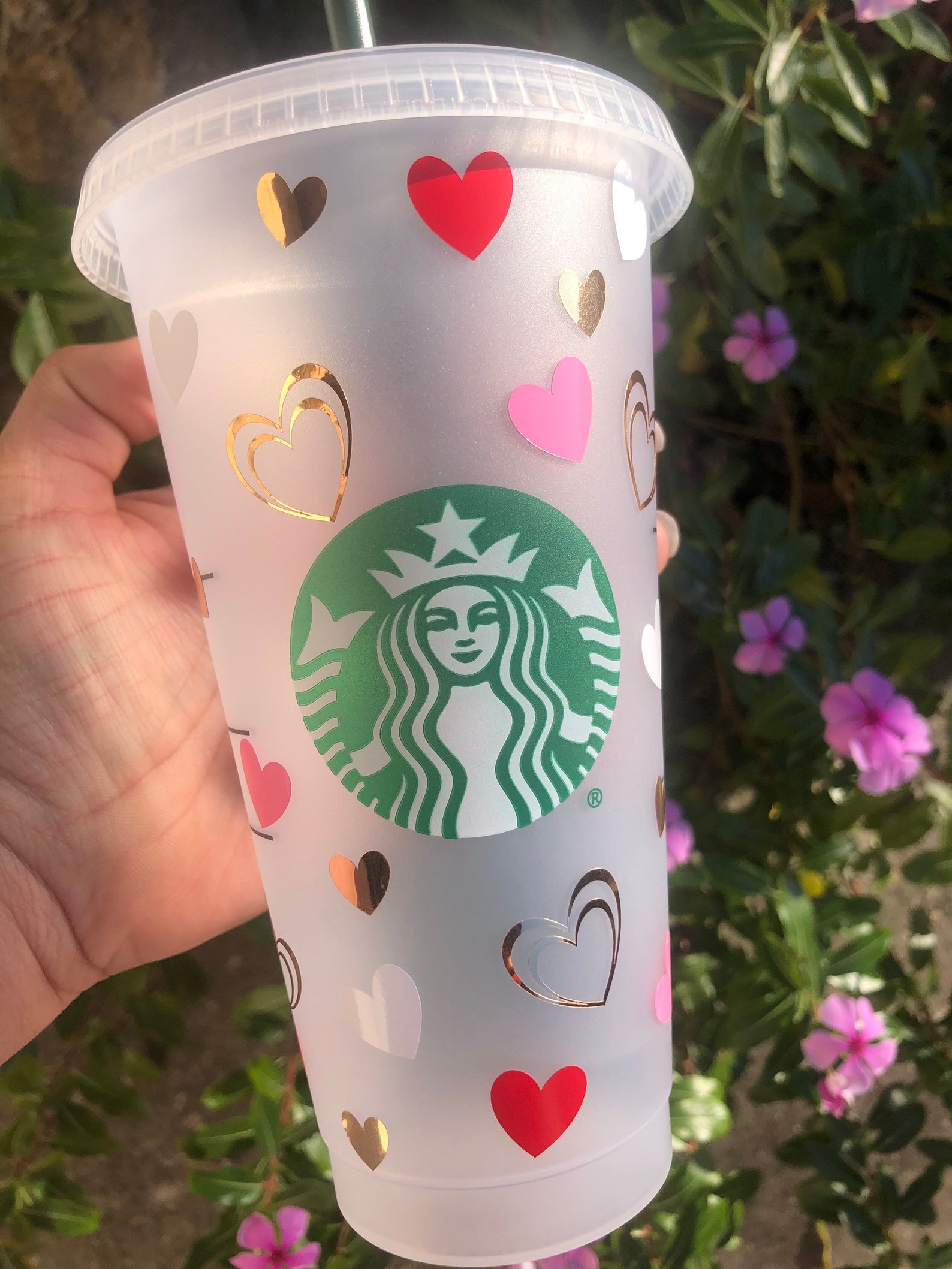 HEART STARBUCKS CUP Valentines Day Cup Personalized Iced | Etsy