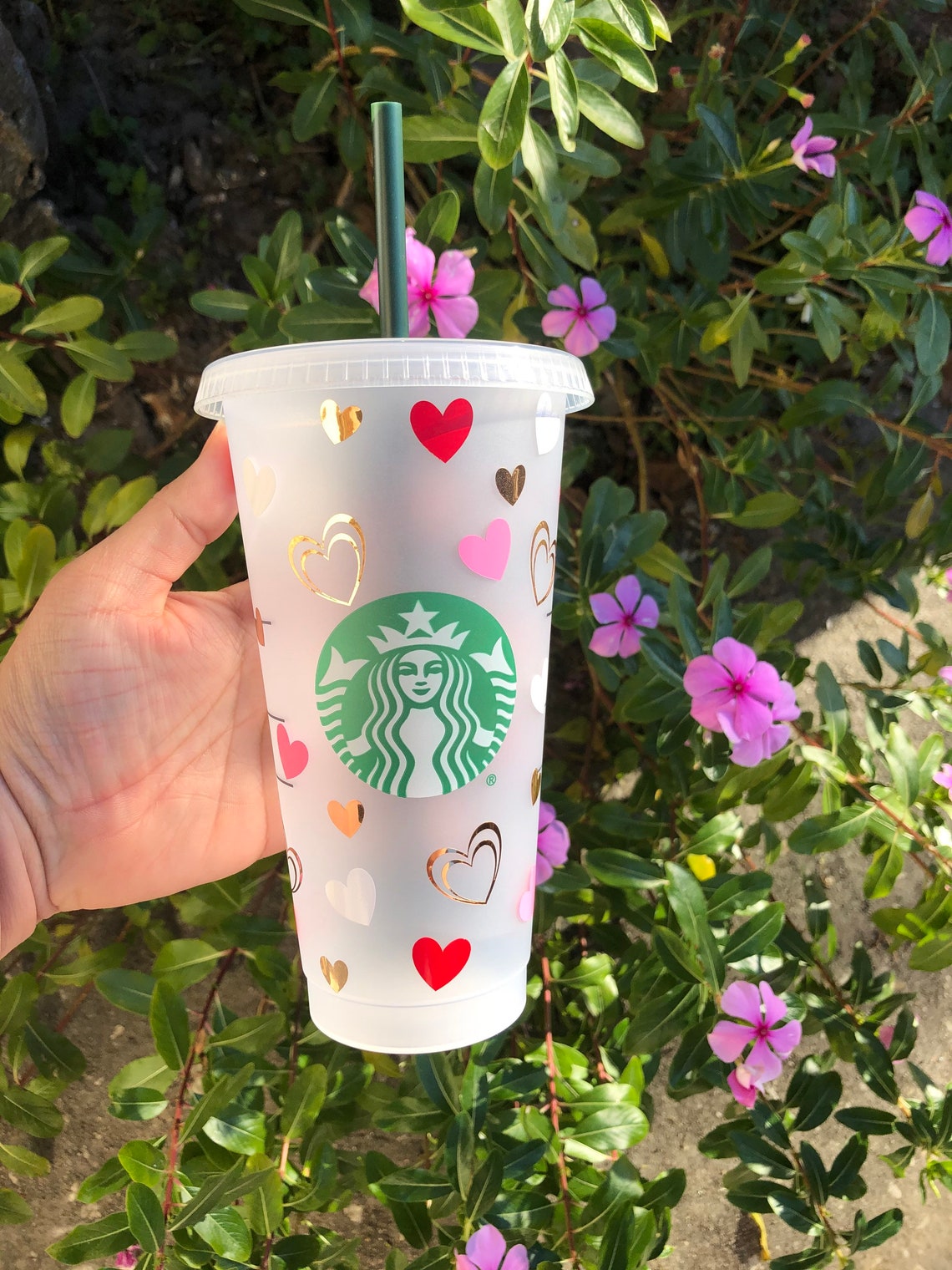 HEART STARBUCKS CUP Valentines Day Cup Personalized Iced | Etsy