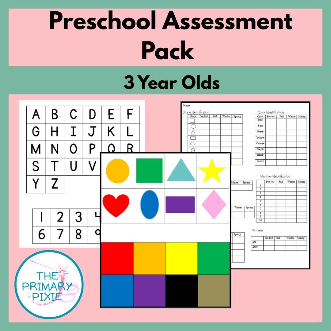 Preschool Assessment Pack 3 Year Olds - Etsy