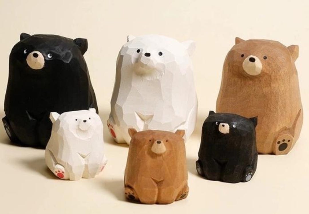 Three Wooden Carved Bears. You Get All 3 Bears & Free Shipping - Etsy