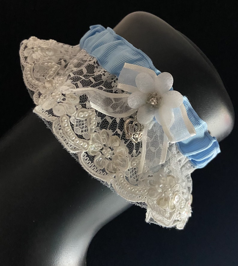 Something Blue Bridal Garter With "love" Charm - Etsy