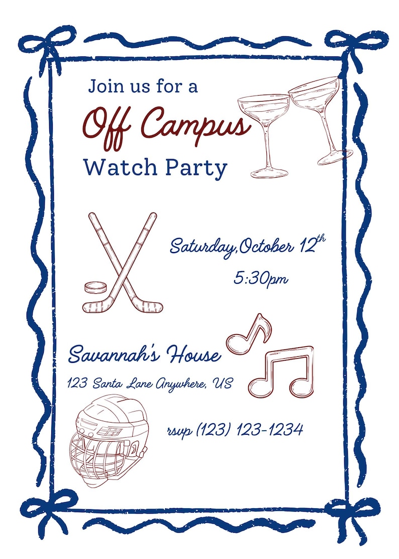 Off Campus Watch Party Invitation | Editable Digital Download - Etsy ...