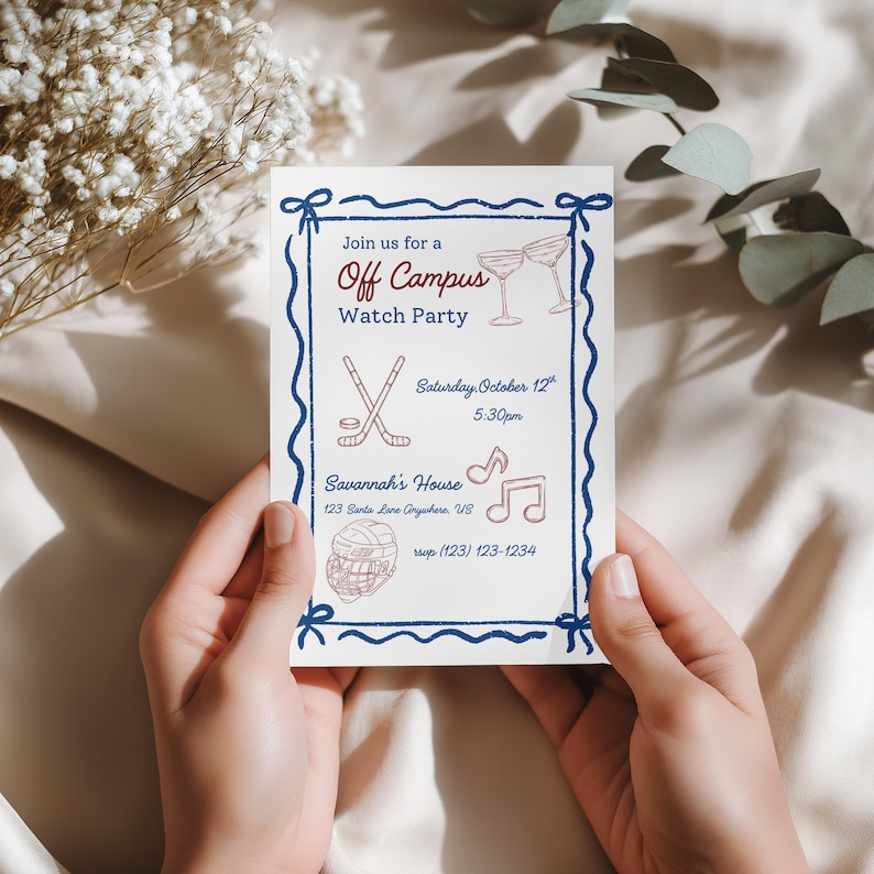 Off Campus Watch Party Invitation | Editable Digital Download - Etsy ...
