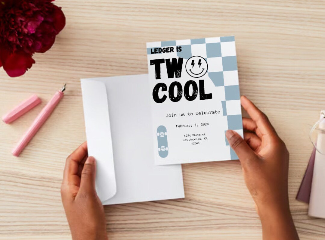 TWO COOL Birthday Party Invitation Template - Etsy