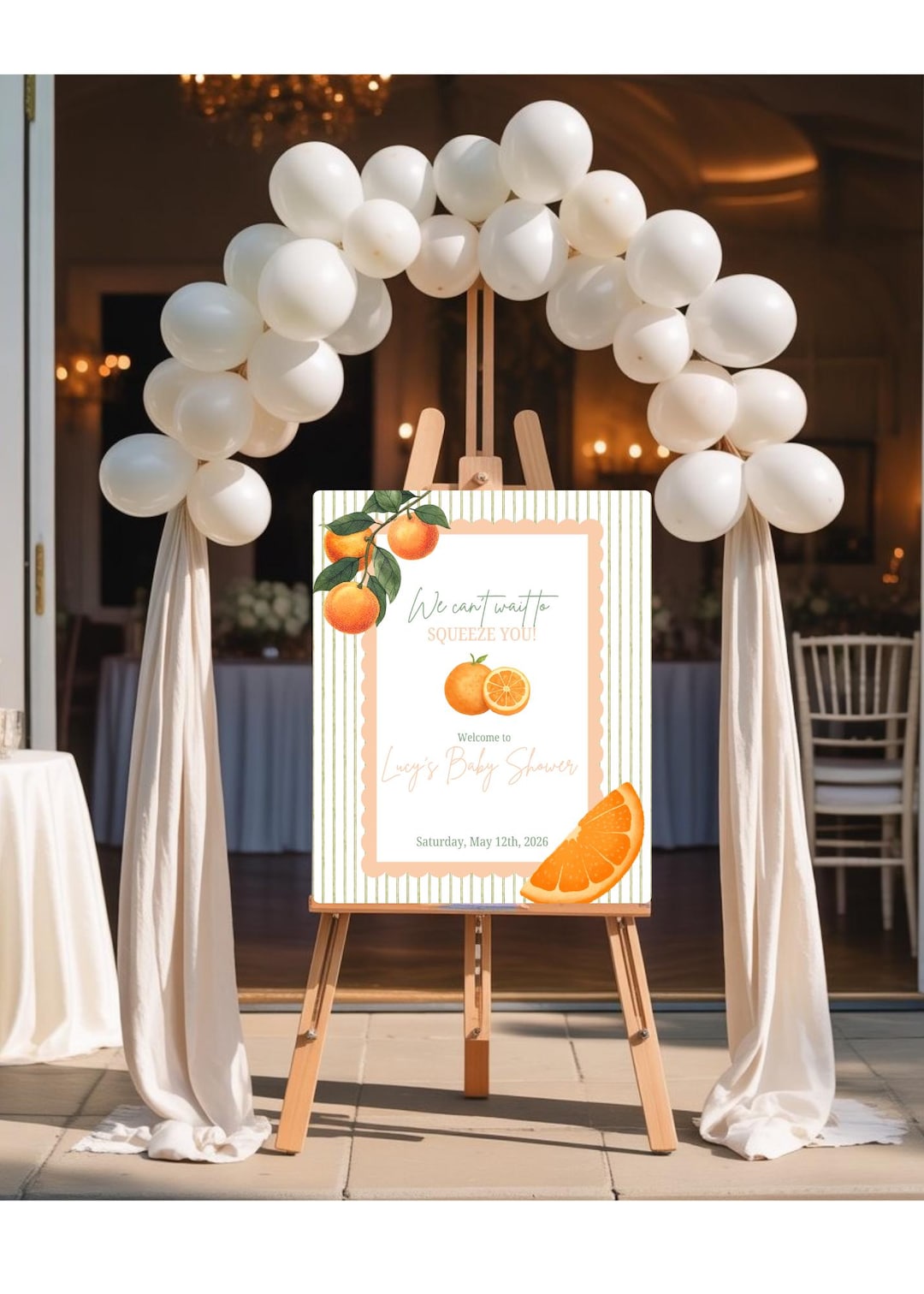 Orange Cutie Baby Shower Welcome Sign | Editable Canva Template ...