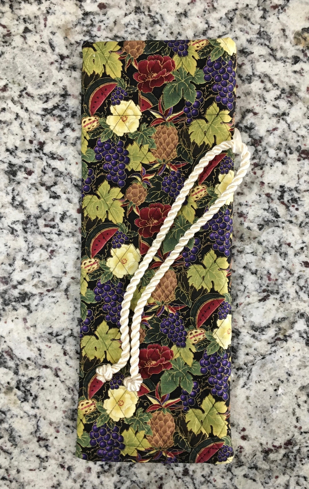 Quilted Wine Bottle Bag: Fruit & Flower Design - Etsy