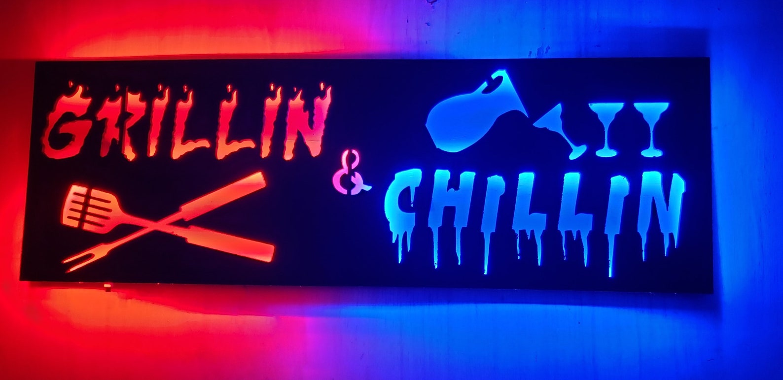 Grillin and Chillin LED Sign BBQ Lighted Sign Margarita Bar - Etsy