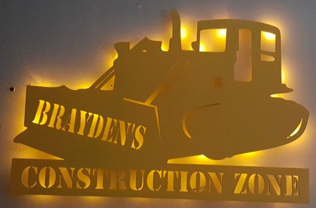 Bulldozer Wall Sign, Construction Custom Lighted Wall Sign, Night Light ...