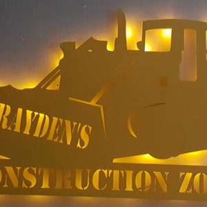 Bulldozer Wall Sign, Construction Custom Lighted Wall Sign, Night Light ...