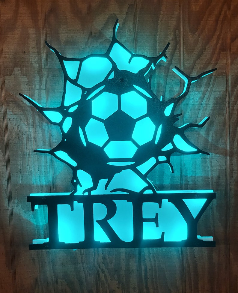 Personalized Soccer Sign With Led Lights Kids Room Wall - Etsy